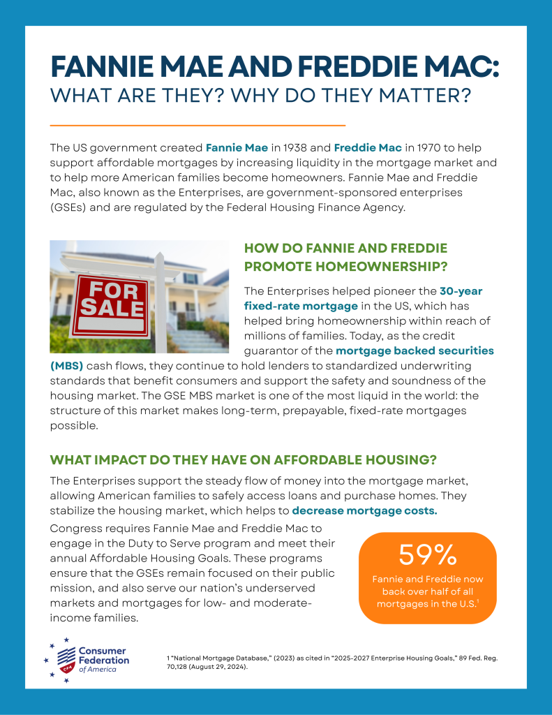 Fannie Mae & Freddie Mac: What Are They & Why Do They Matter? · Consumer Federation of America
